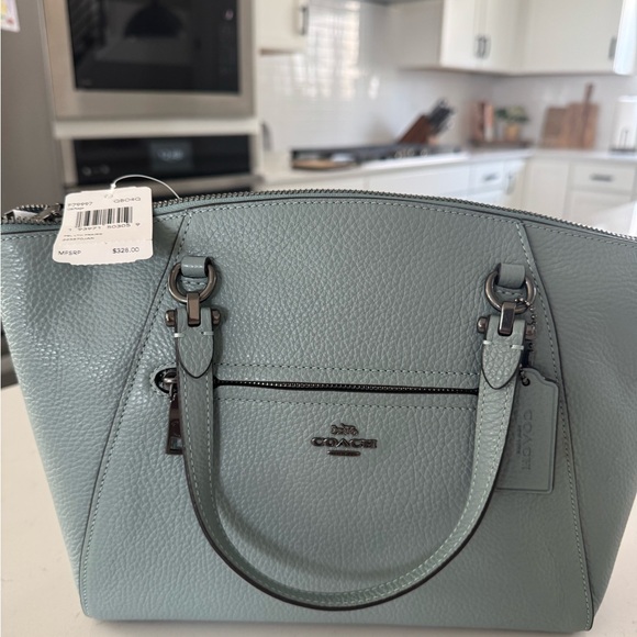 Coach | Bags | Coach Blue Leather Satchel With Structured Design And ...